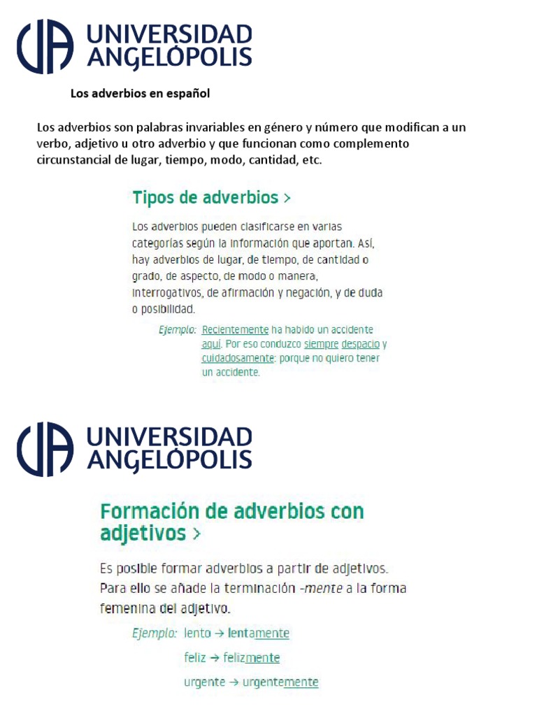 Adverbios | PDF | Adverbio | Palabra