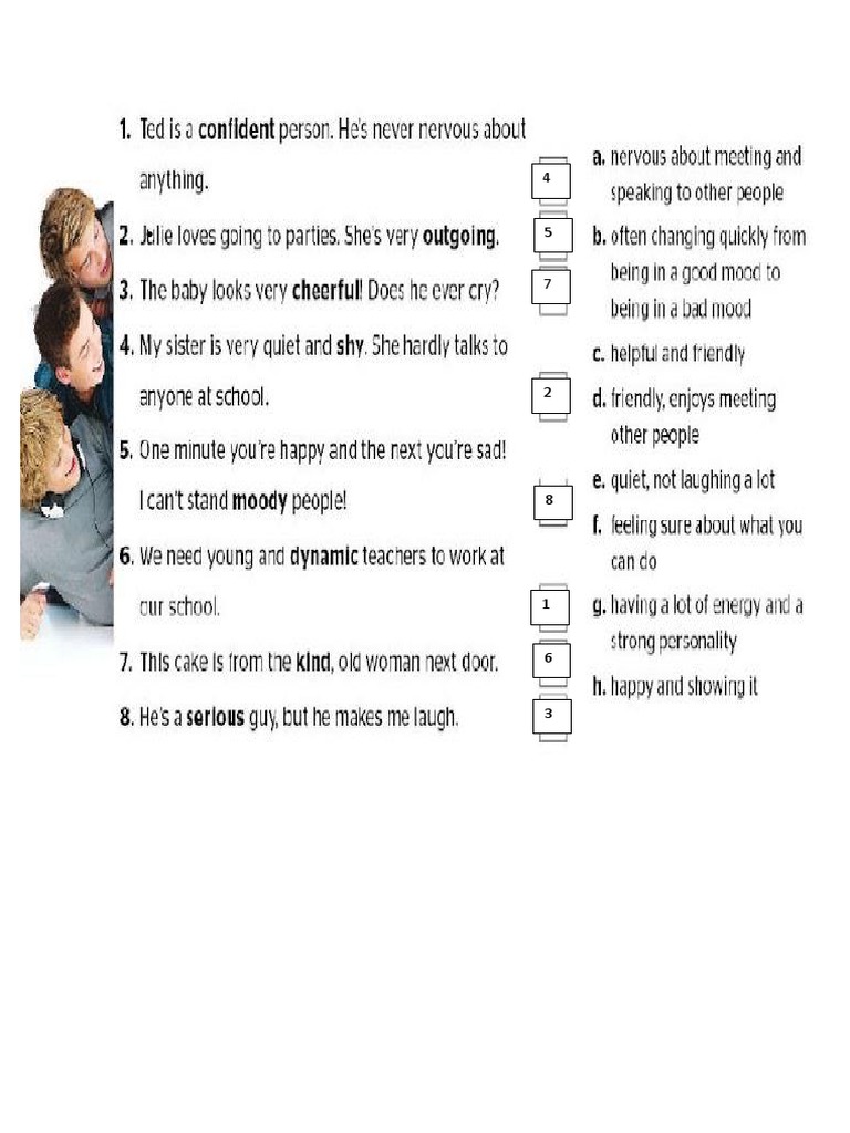 Match The Personality Adjectives With The Definitions | PDF