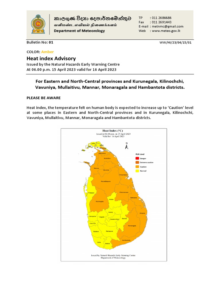 Heat Index Advisory - 16 April | PDF