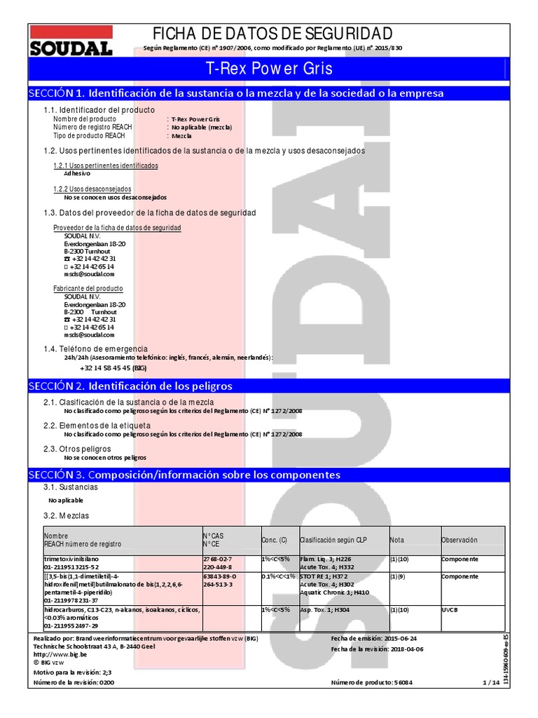 Adhesivo Sellad T Rex Power 290 ML Terra | PDF | Ciencias fisicas | Química