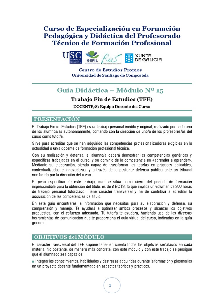 Guia Didactica Tfe 22-23 | PDF | Aprendizaje | Enseñando