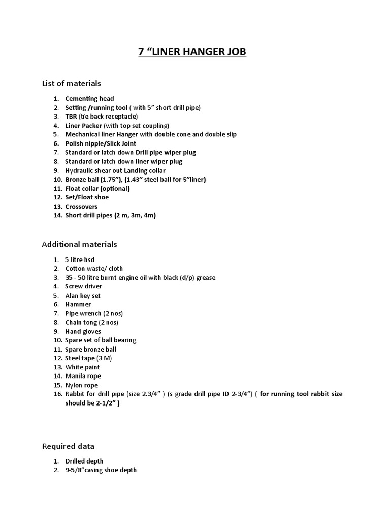 Liner Hanger Job | PDF