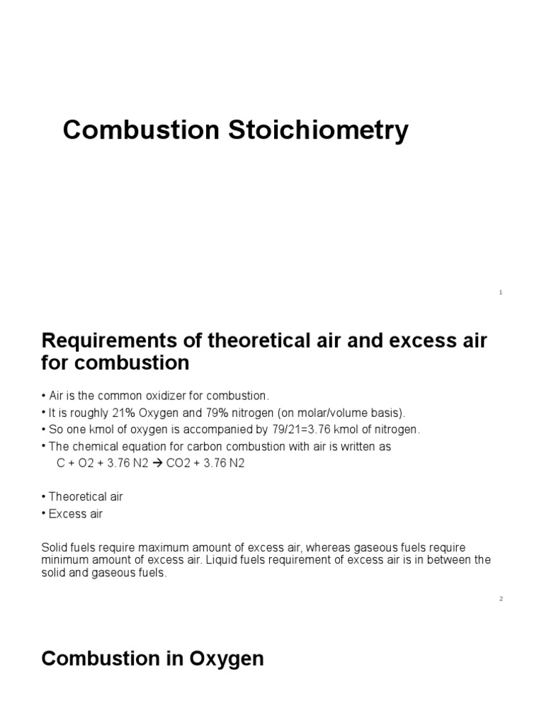 Combustion Stoichiometry | PDF | Combustion | Stoichiometry
