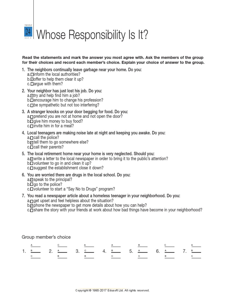 04 Intermediate III Handout 24 Unit 4 A Helping Hand Whose ...