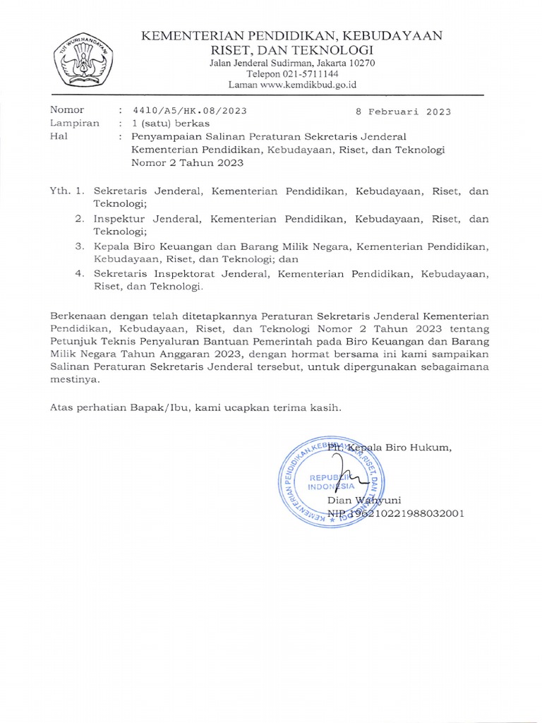 Salinan Persesjen Nomor 2 Tahun 2023 Cap - 230218 - 085845 | PDF Salinan Persesjen Nomor 2 Tahun 2023 Cap - 230218 - 085845 | PDF