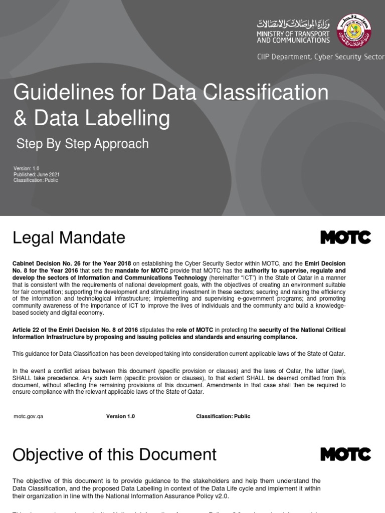 Guidelines For Data Classification & Data Labelling: Step by Step Approach | PDF | Classified ...