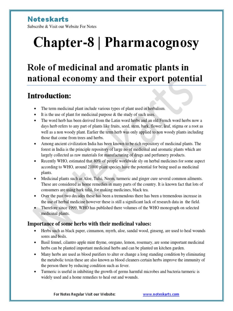 Pharmacognosy Notes | PDF | Botany