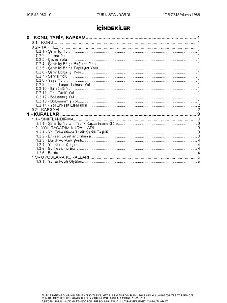 TS - 7249 - Yol Boyutlandırma | PDF