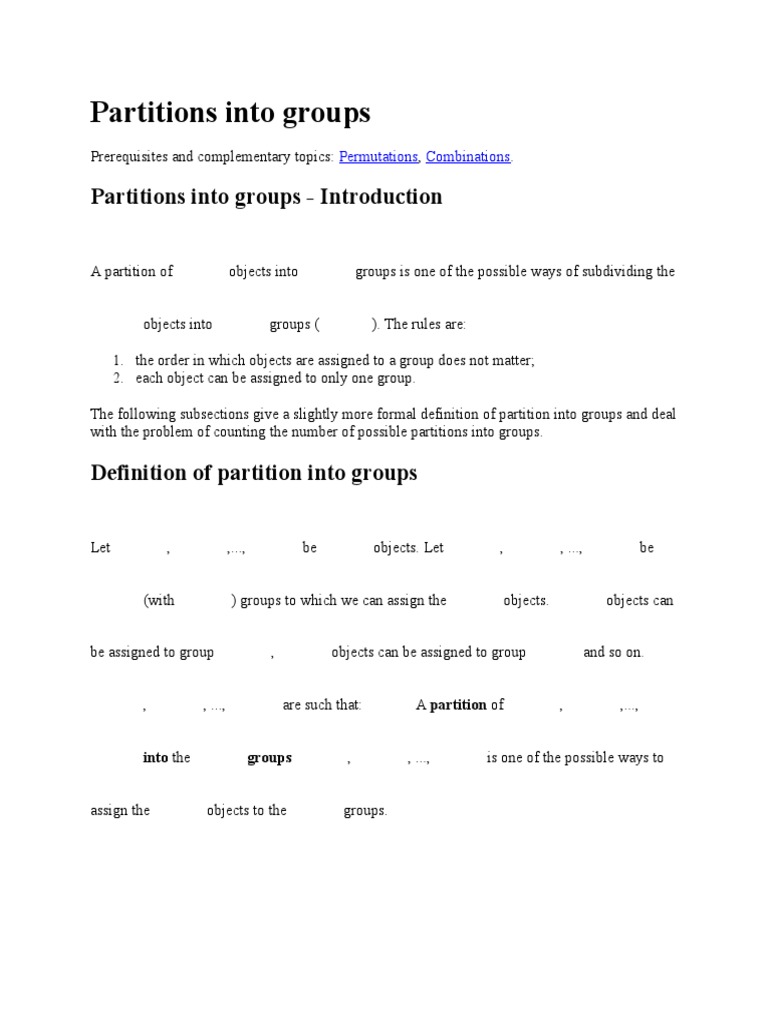 Partitions Into Groups Multinomial | PDF | Mathematical Objects ...