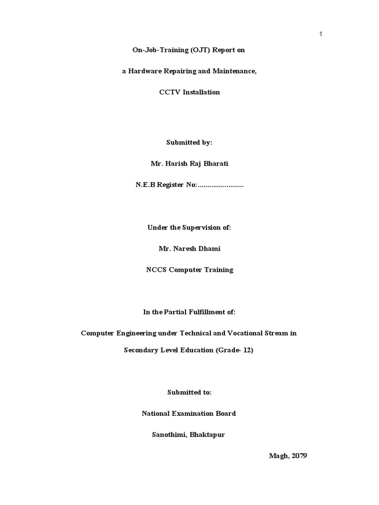 OJT Report On Computer Science NEB Class XII | PDF | Random Access ...