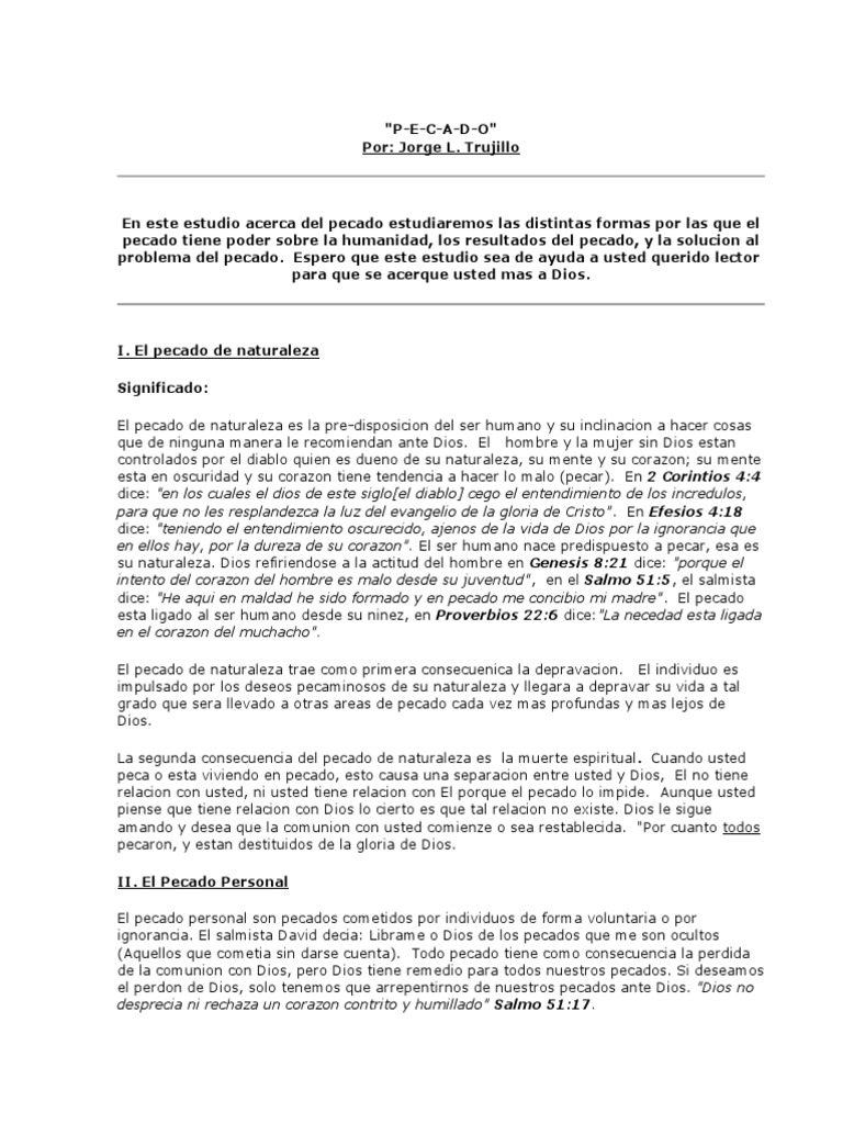 Estudio Sobre El Pecado Pdf Oración Pecado