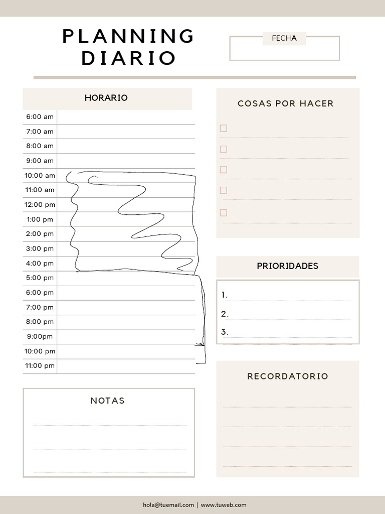 Planning Diario: Horario | PDF