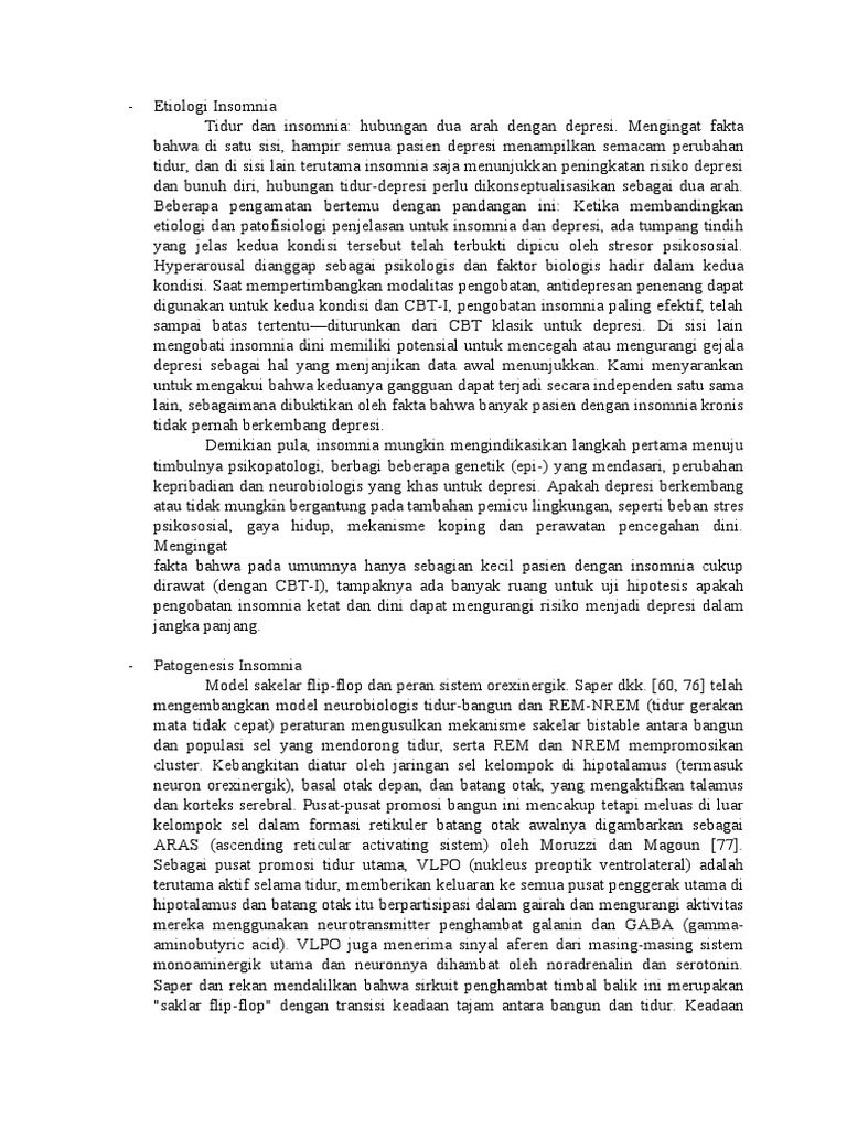 Etiologi dan Patogenesis Insomnia | PDF