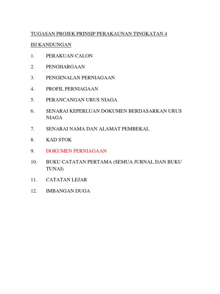 Tugasan Projek Prinsip Perakaunan Tingkatan 4 | PDF