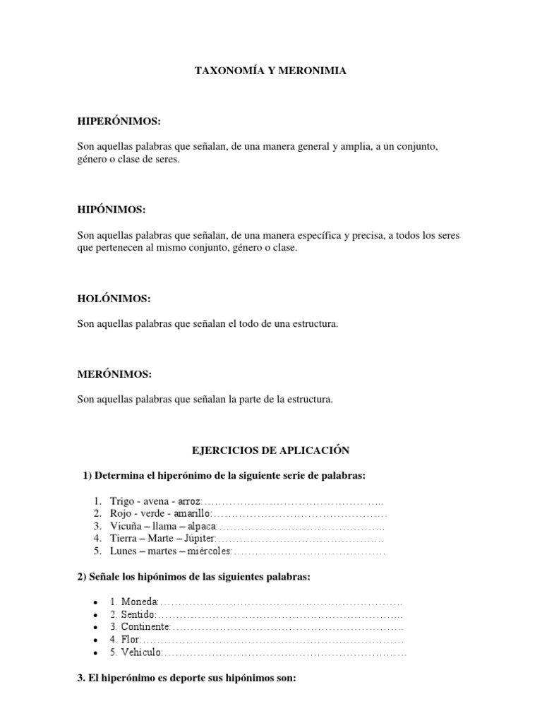 Taxonomía y Meronimia | PDF