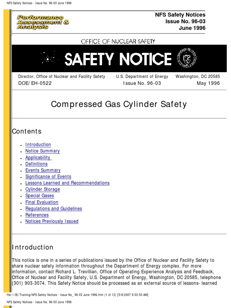 Compressed Gas Cylinder | PDF | Occupational Safety And Health ...
