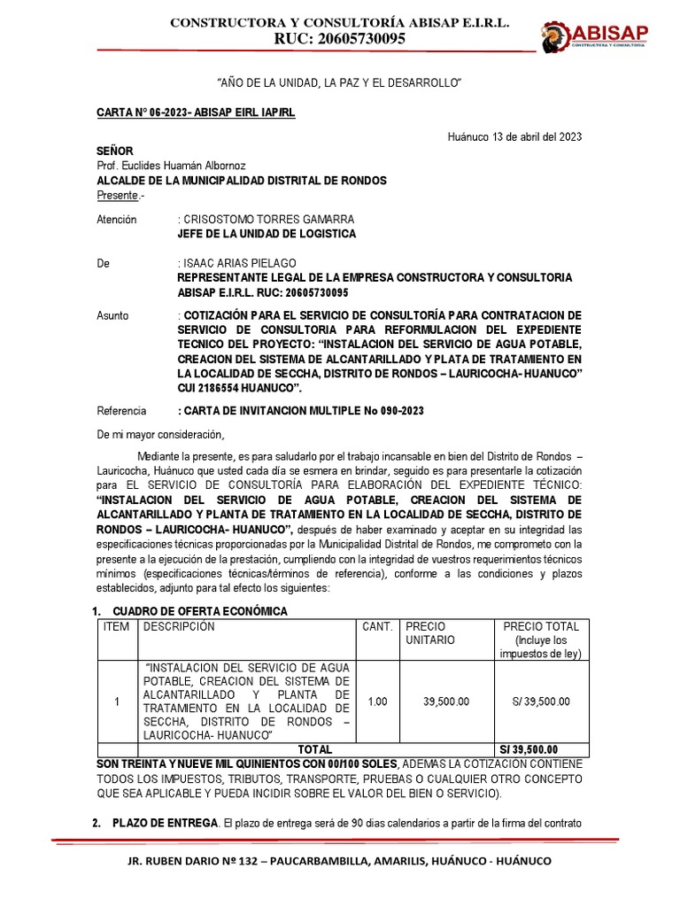 Modelo de Cotizacion | PDF | Economias | Industrias de servicio