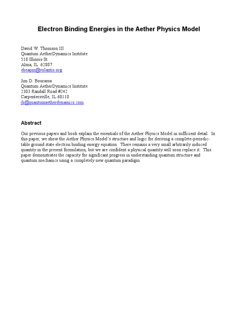 Aether Physics Model: Electron Binding Energies | PDF | Electron ...