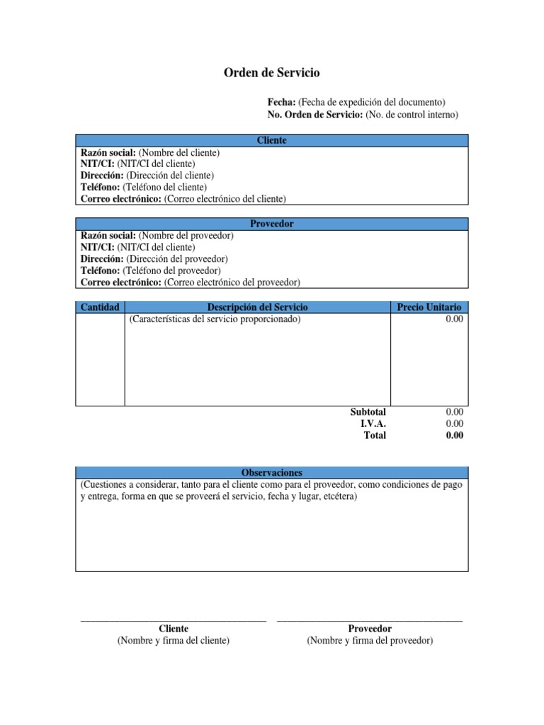 Orden de Servicio | PDF