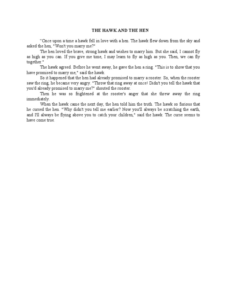Fable of the Hawk and Hen | PDF