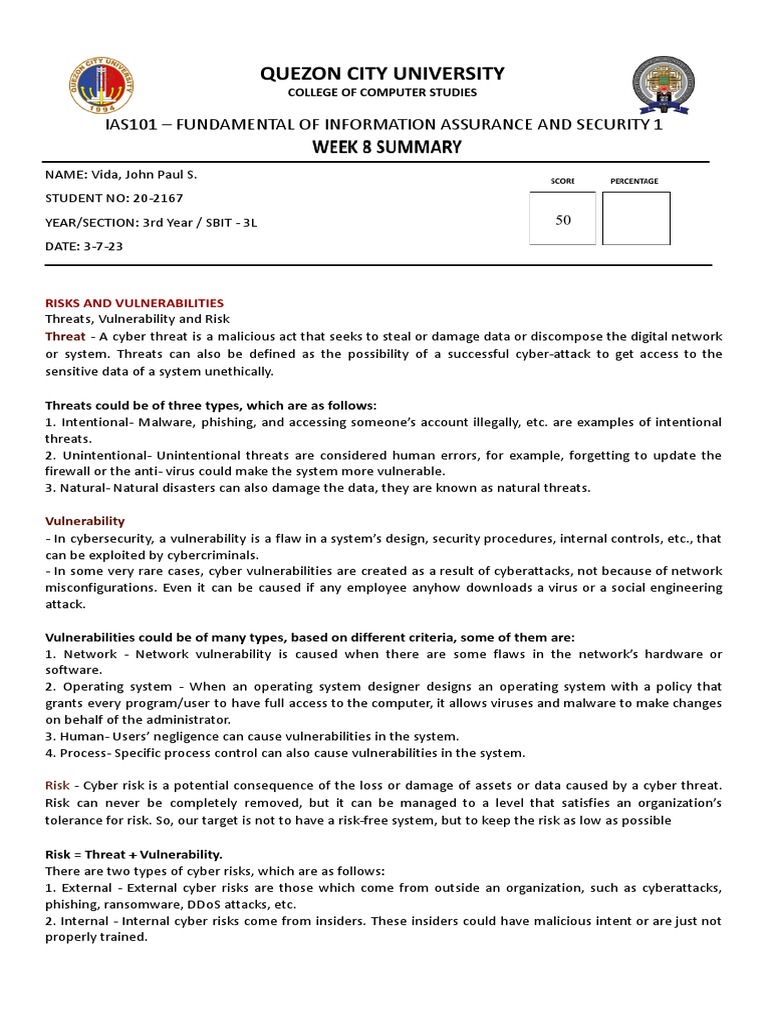 Ias101 Sbit3l W8sum Vida, John Paul S. | PDF | Computer Security | Security