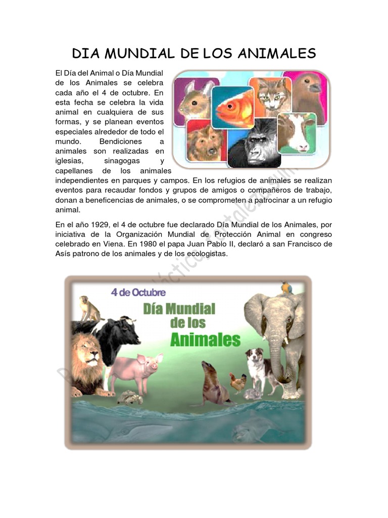 Dia Mundial de Los Animales | PDF