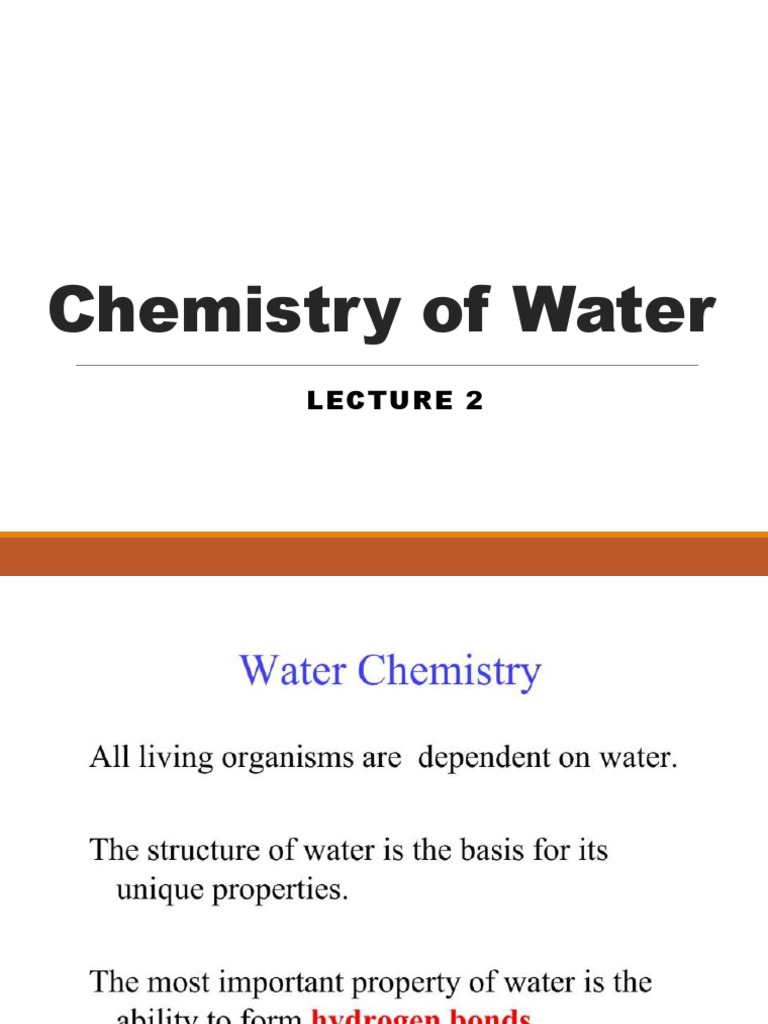Chemistry of Water | PDF