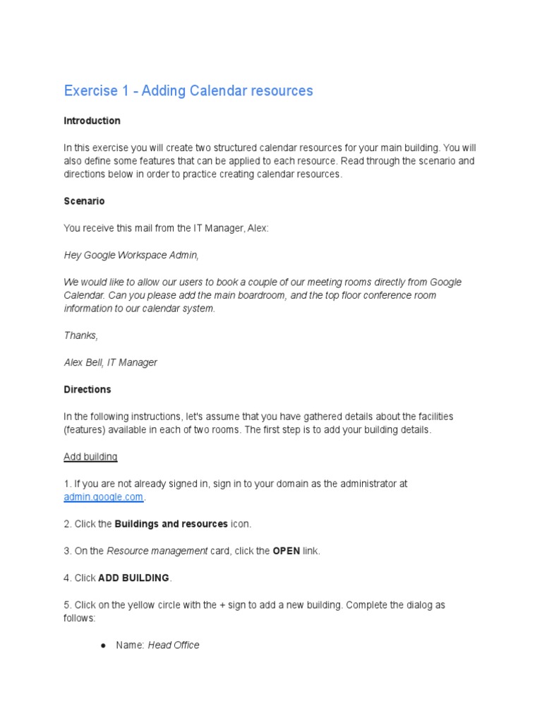 Exercise 1 - Adding Calendar Resources | PDF | Information Technology ...