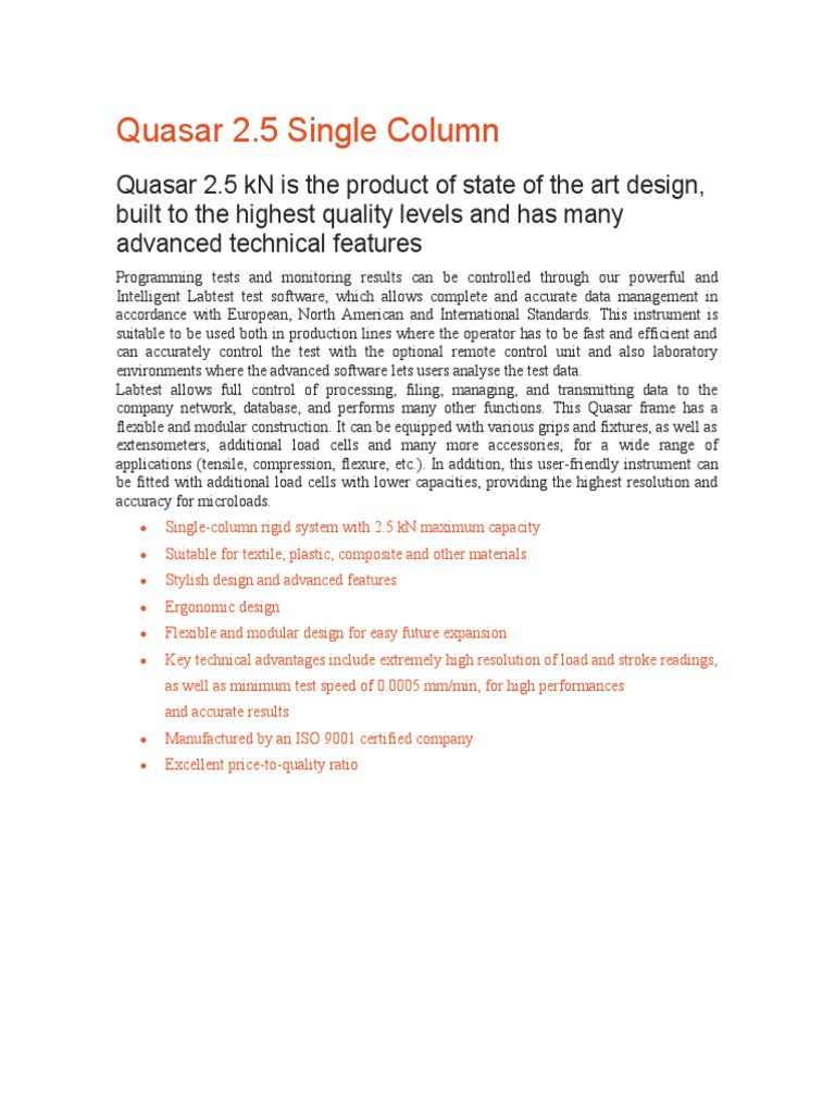 Quasar 2.5 kN Unit Testing Overview | PDF | Technology & Engineering