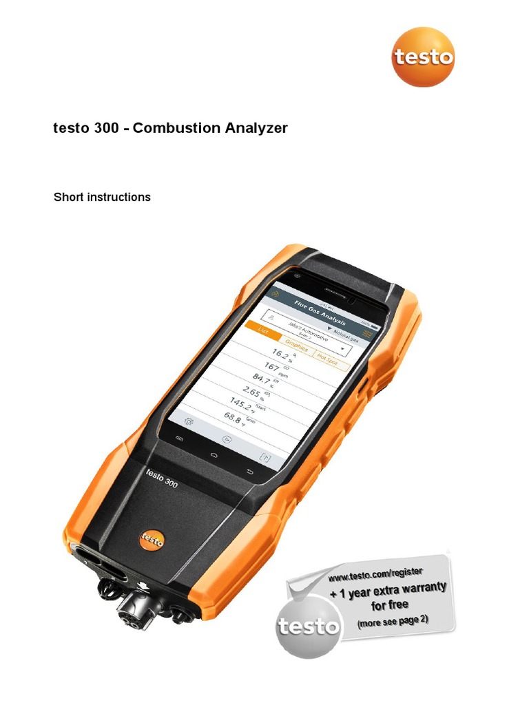 Testo 300 Short Manual US | PDF | Boiler | Gases