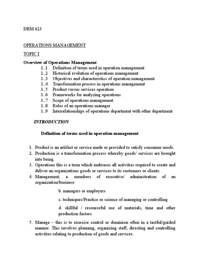 Overview of Operations Management | PDF | Operations Management | Quality (Business)