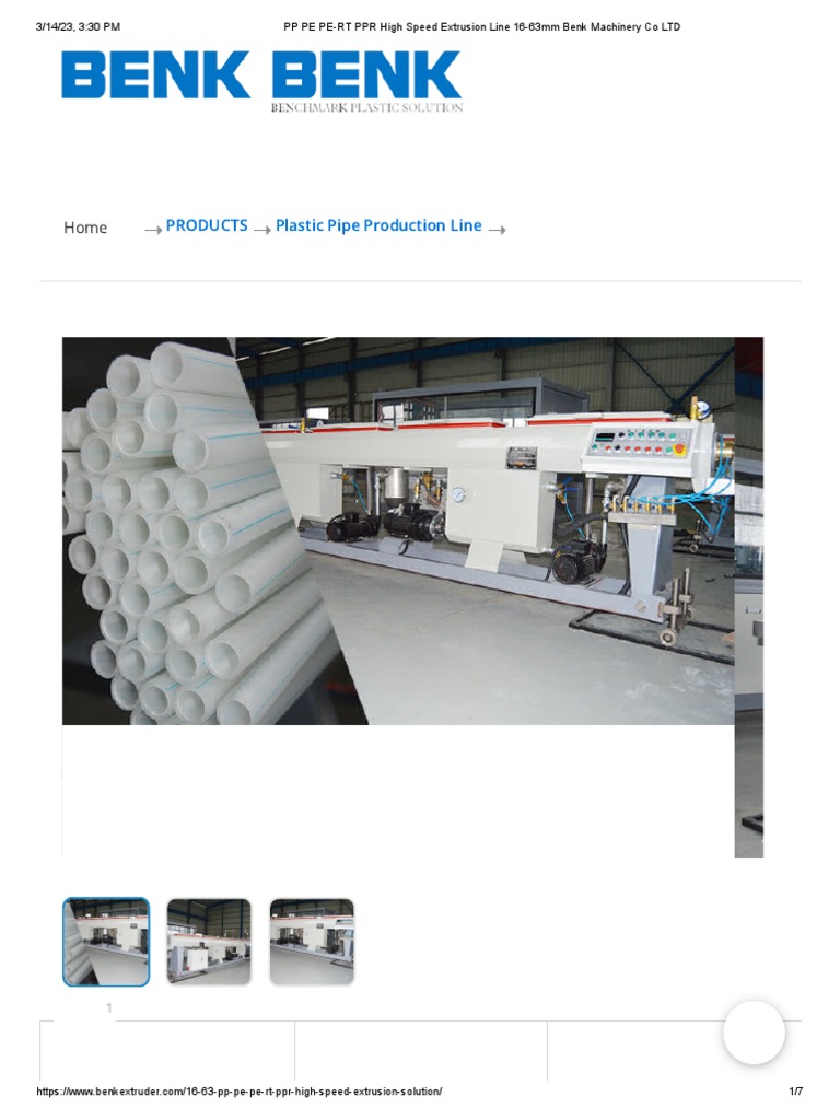 PP PE PE-RT PPR High Speed Extrusion Line 16-63mm Benk Machinery Co LTD | PDF | Pipe (Fluid ...