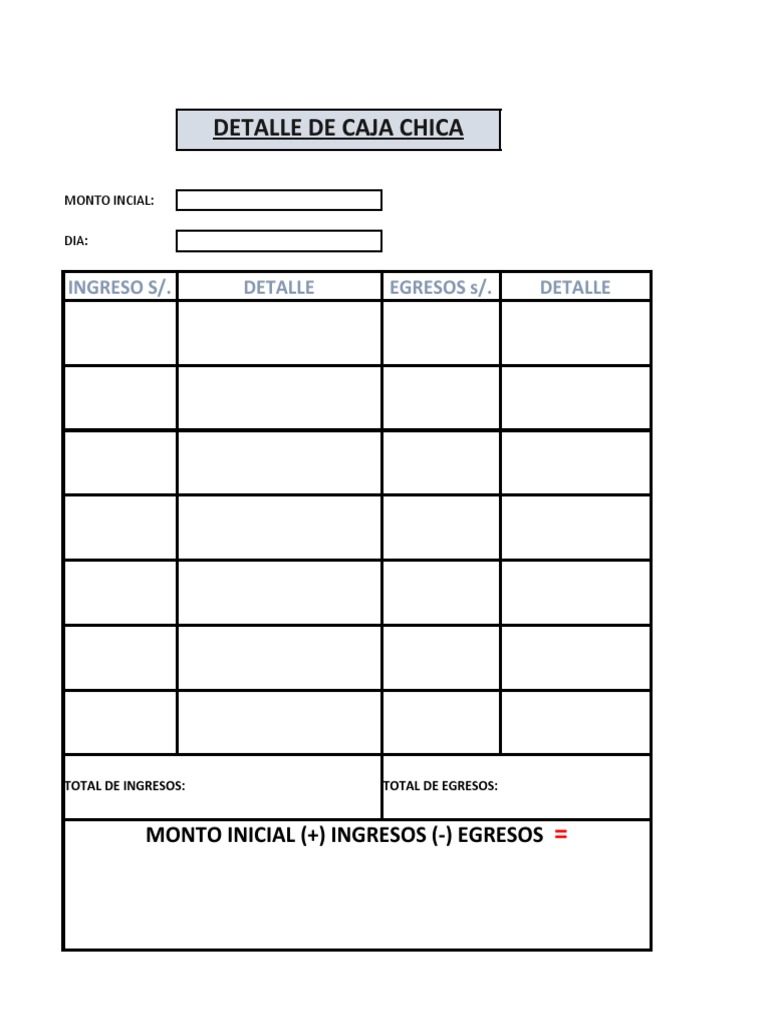 Formato Caja Chica Pdf