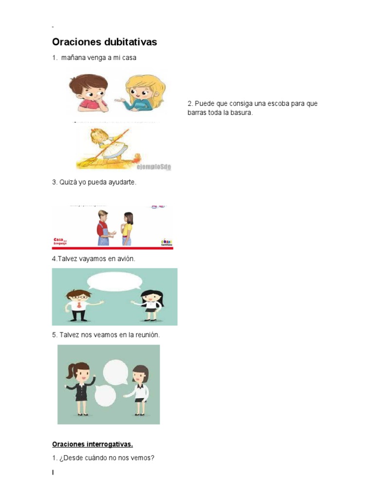 Ejemplos de oraciones dubitativas | PDF | Artes del Lenguaje y Comunicación