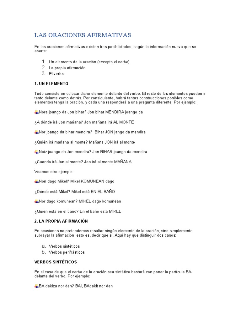Estructura de Oraciones Afirmativas y Negativas | PDF | Verbo | Semántica