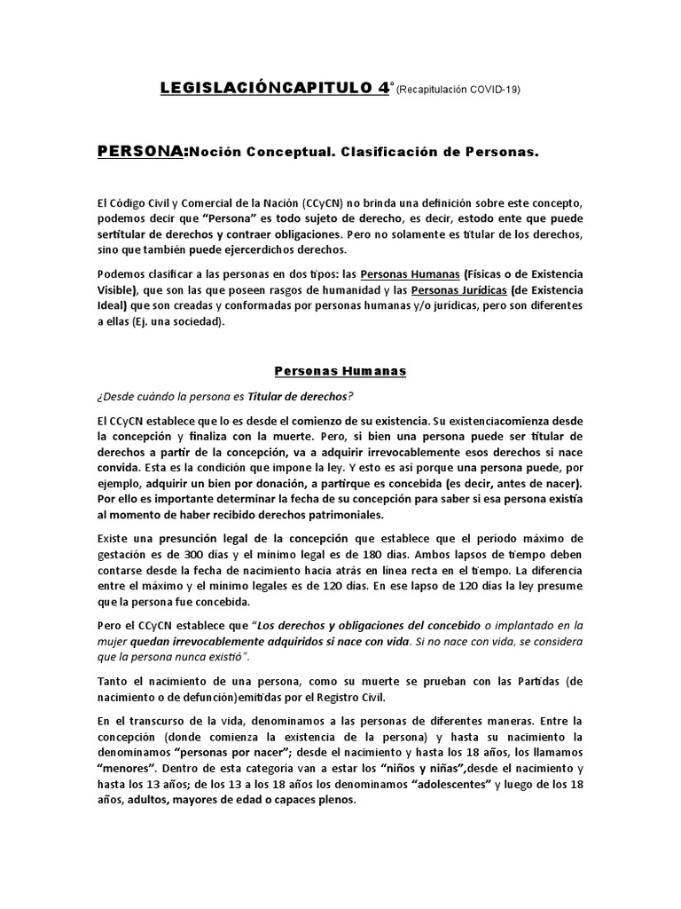 Resumen Capitulo 4 Persona | PDF | Bienes (Ley) | Fundación (sin fines de lucro)