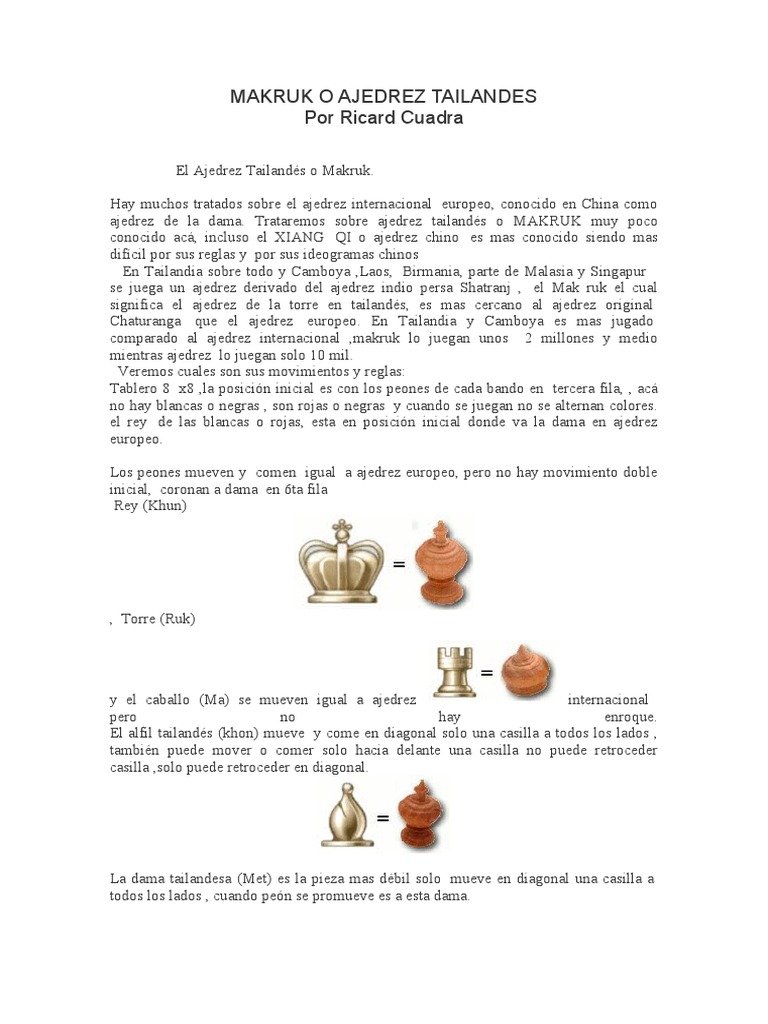 MAKRUK O AJEDREZ TAILANDES | PDF | Aperturas de ajedrez | Ajedrez