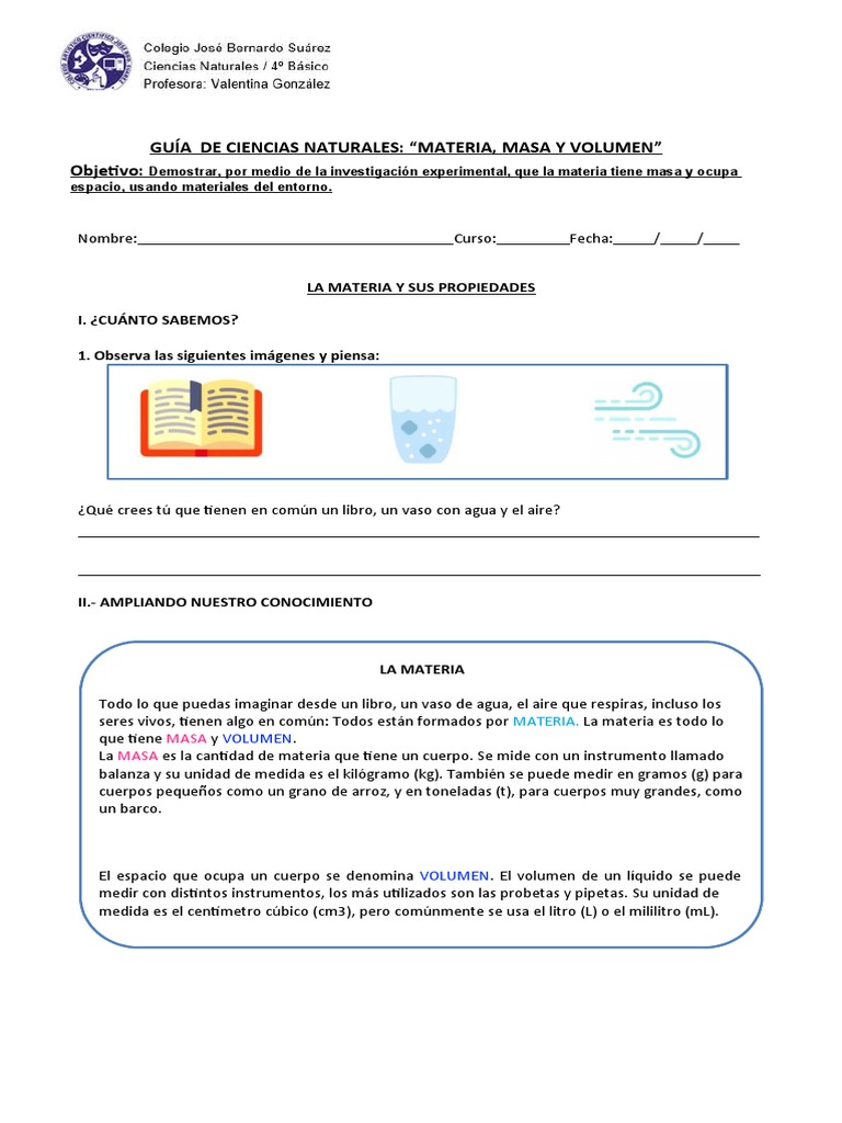 Masa y Volumen: Conceptos para Niños | PDF | Volumen | Masa