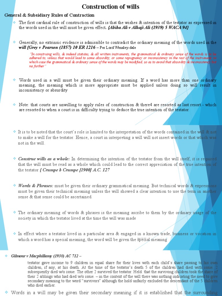 Rules for Will Construction and Interpretation | PDF | Will And ...