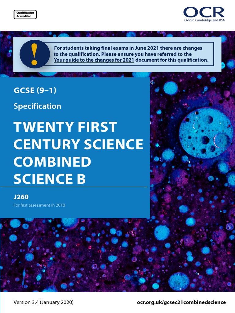 Twenty First Century Science Combined Science B: GCSE (9-1) Specification | PDF