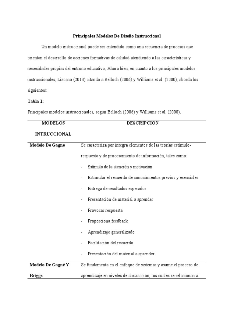 Principales Modelos De Diseño Instruccional | PDF | Diseño ...