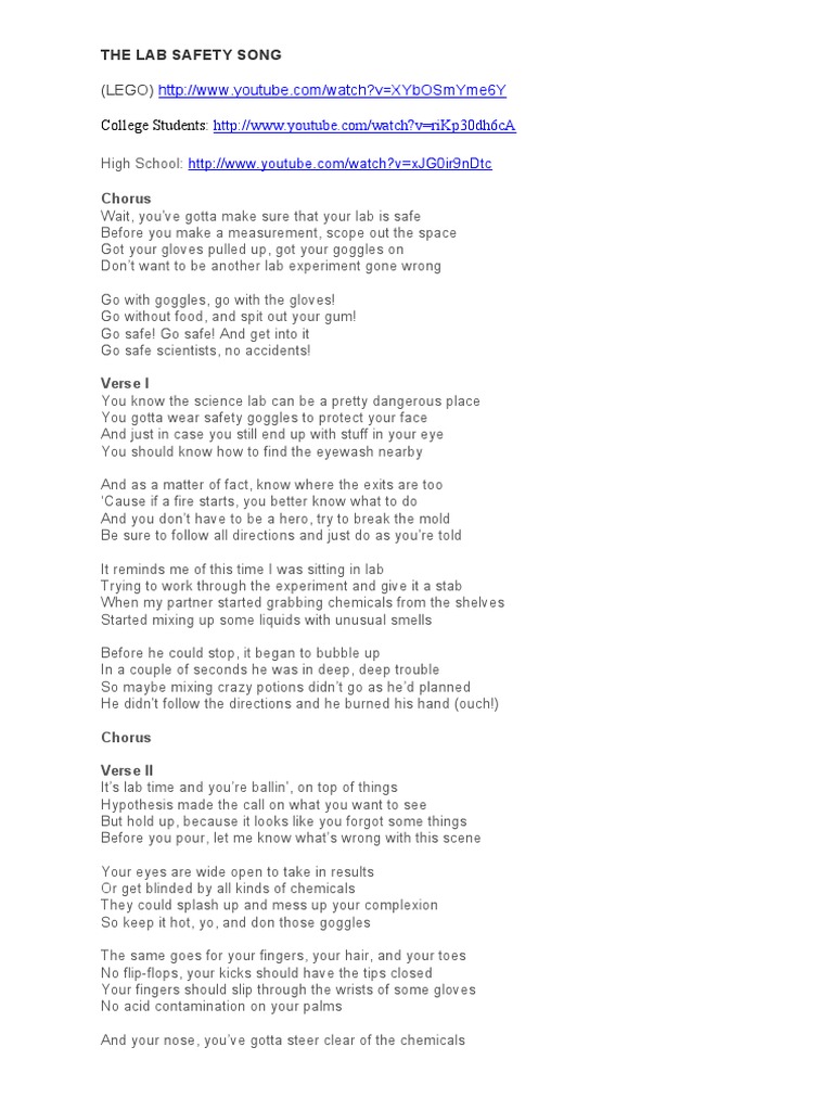The Lab Safety Song | PDF