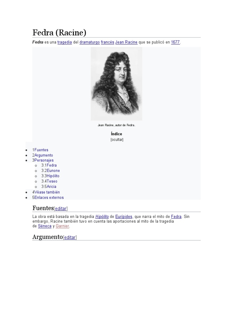 Resumen de Fedra de Racine | PDF | Poesía | Clásicos
