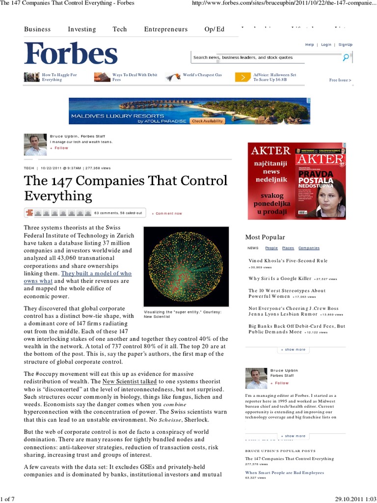 The 147 Companies That Control Everything - Forbes | PDF | Central Banks | Money