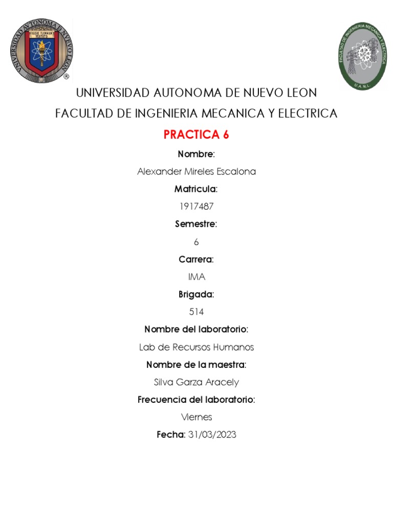 Practica 6-Lab de RH | PDF | Cuestionario | Evaluación