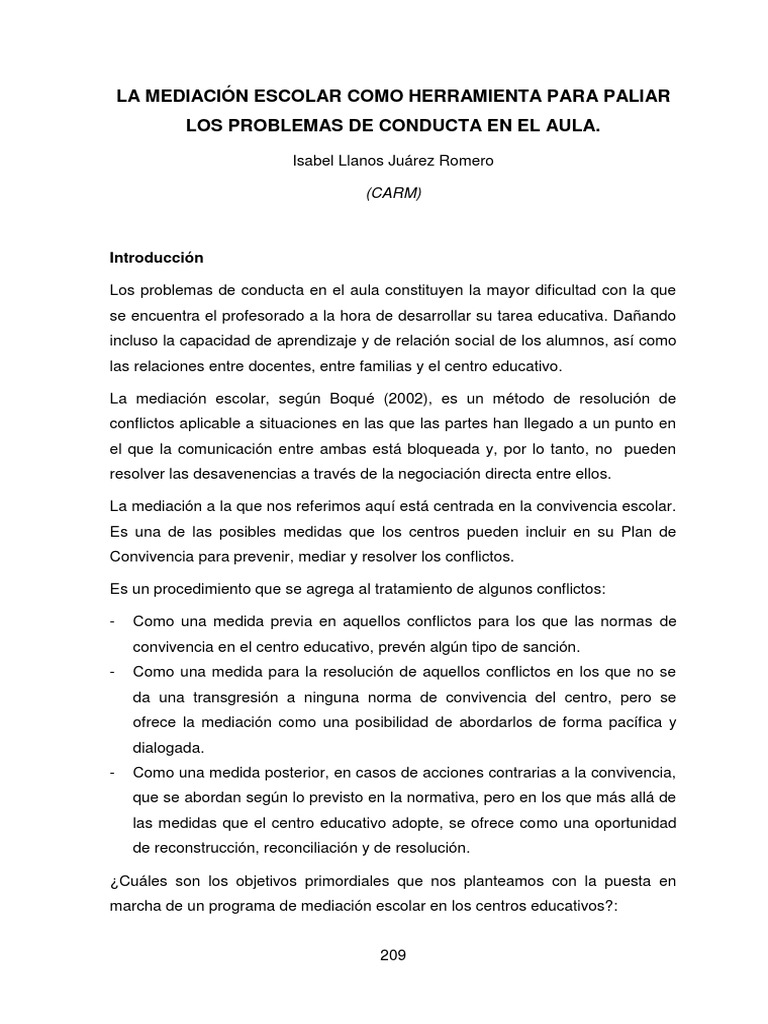 La mediación escolar como herramienta efectiva para mejorar la convivencia y resolver conflictos ...
