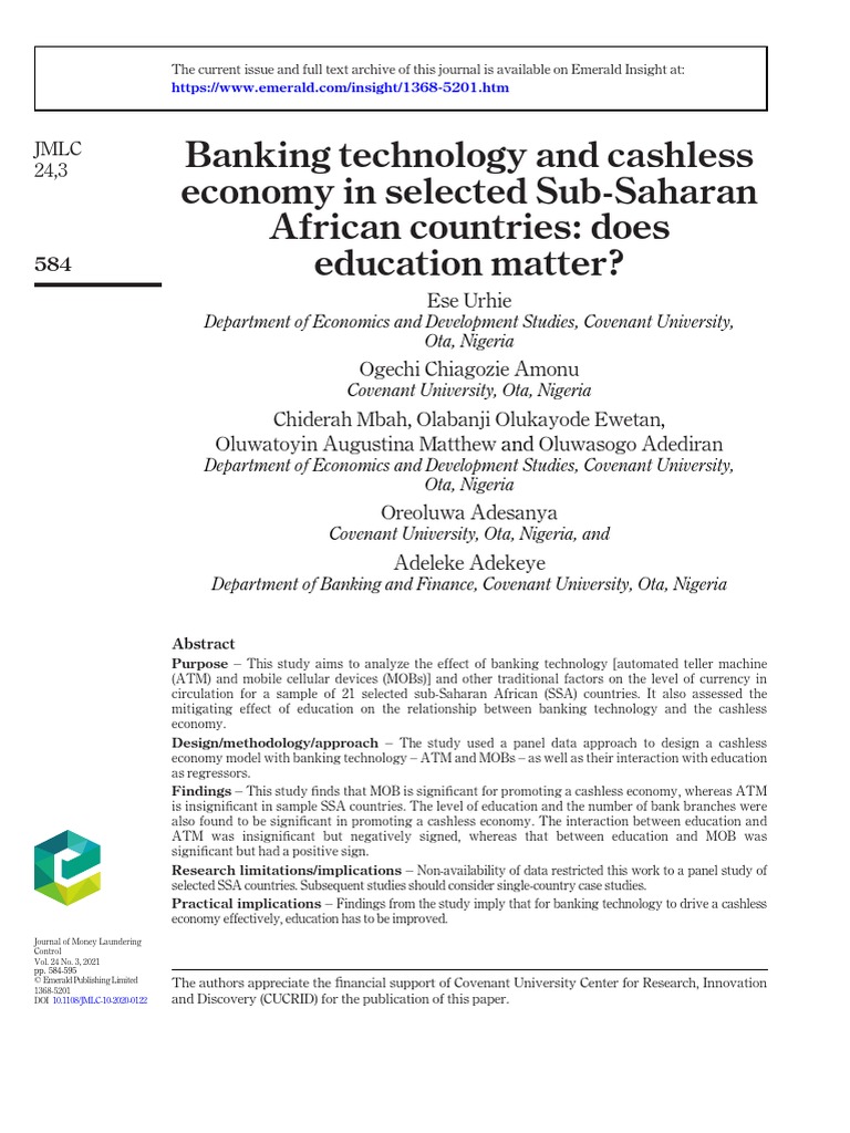 Banking Technology and Cashless | PDF | Regression Analysis | Fixed ...