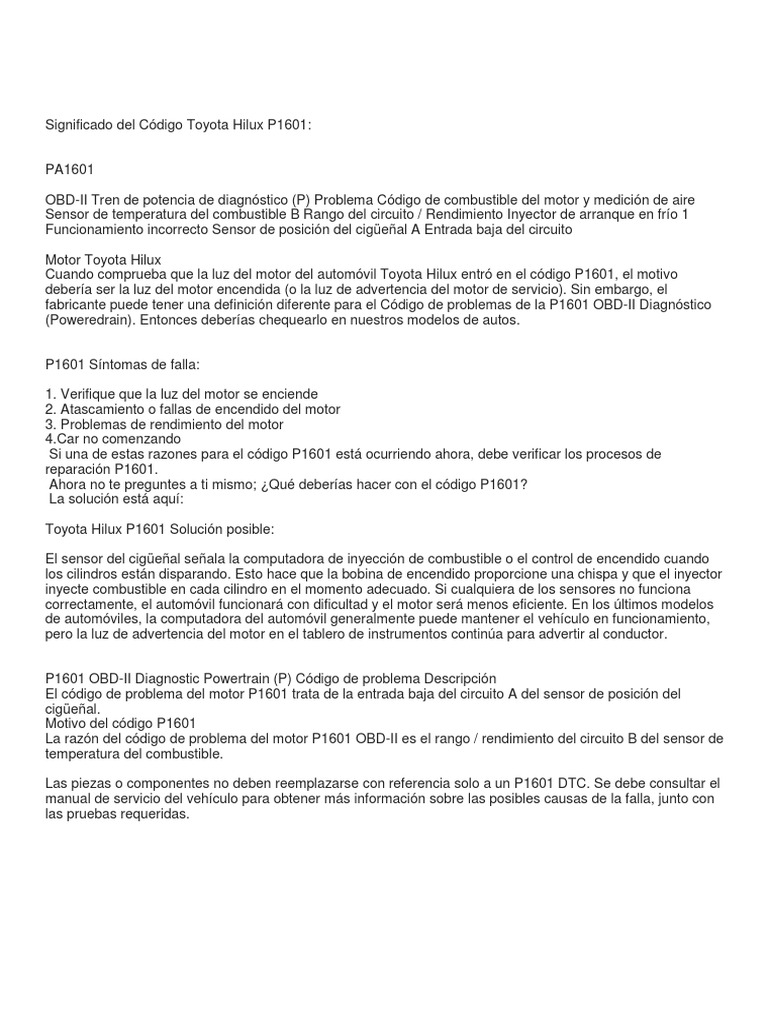 Toyota P1601 | PDF