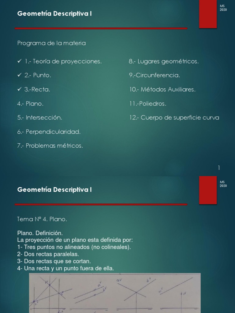 Tema 4 (Planos) | PDF | Geometria plana) | Perpendicular