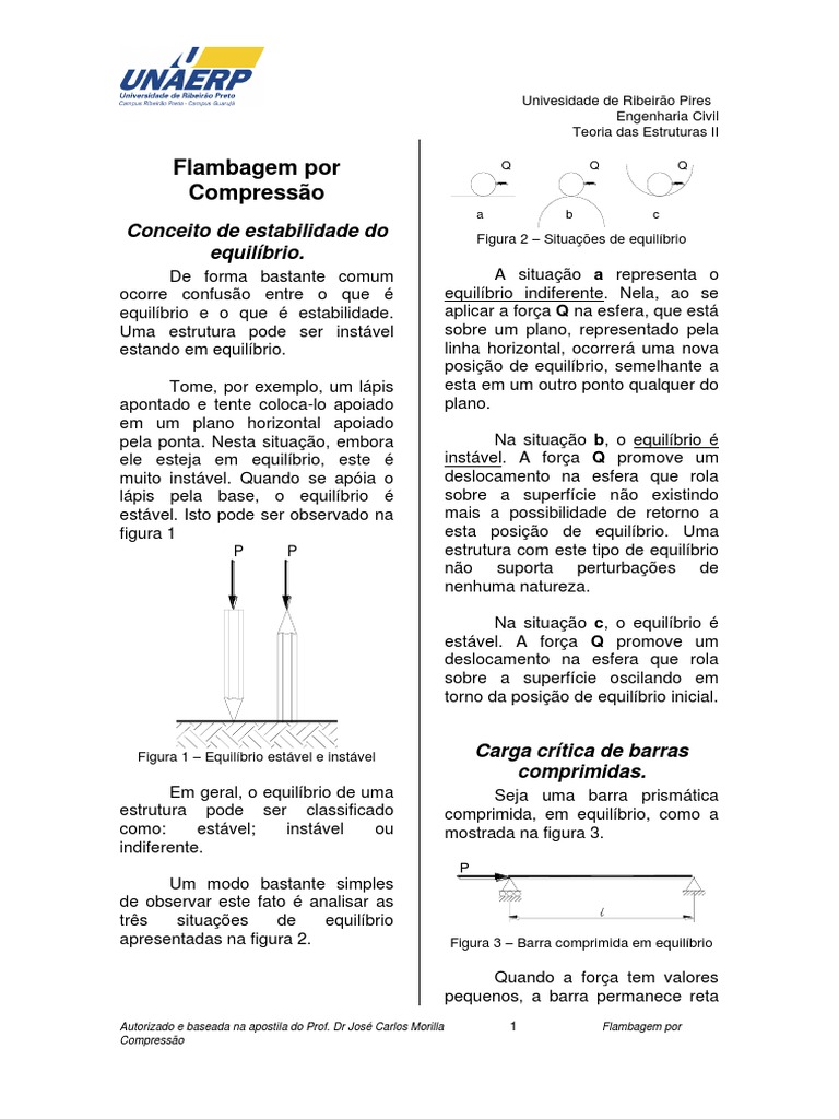 Flambagem Por Compressao | Download grátis PDF | Flambagem | Estresse ...